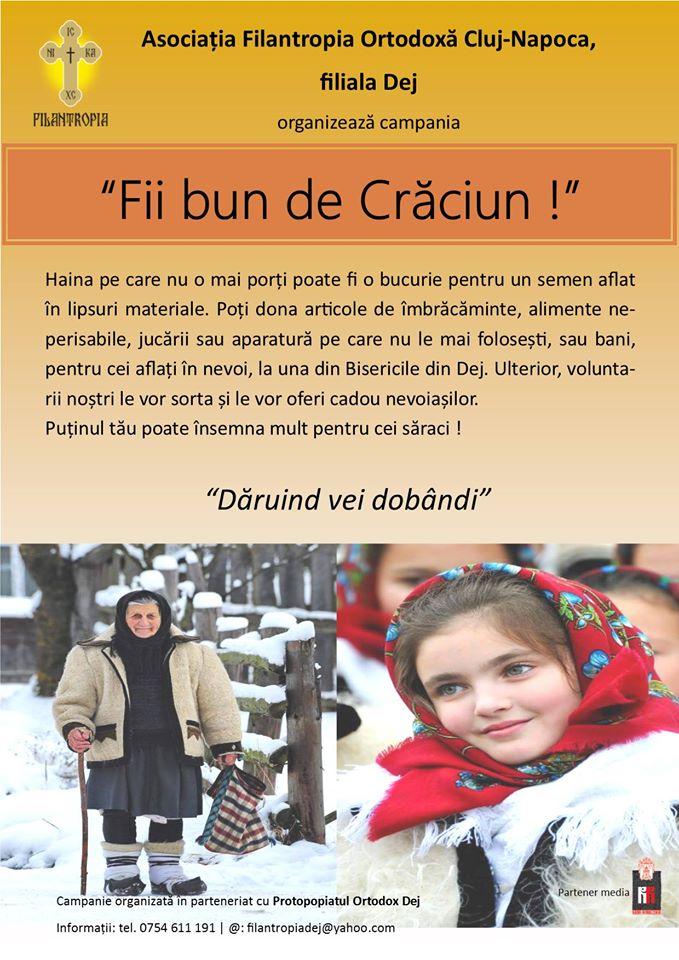 Campania „Fii bun de Crăciun!”, în incinta bisericilor ortodoxe din Dej ...