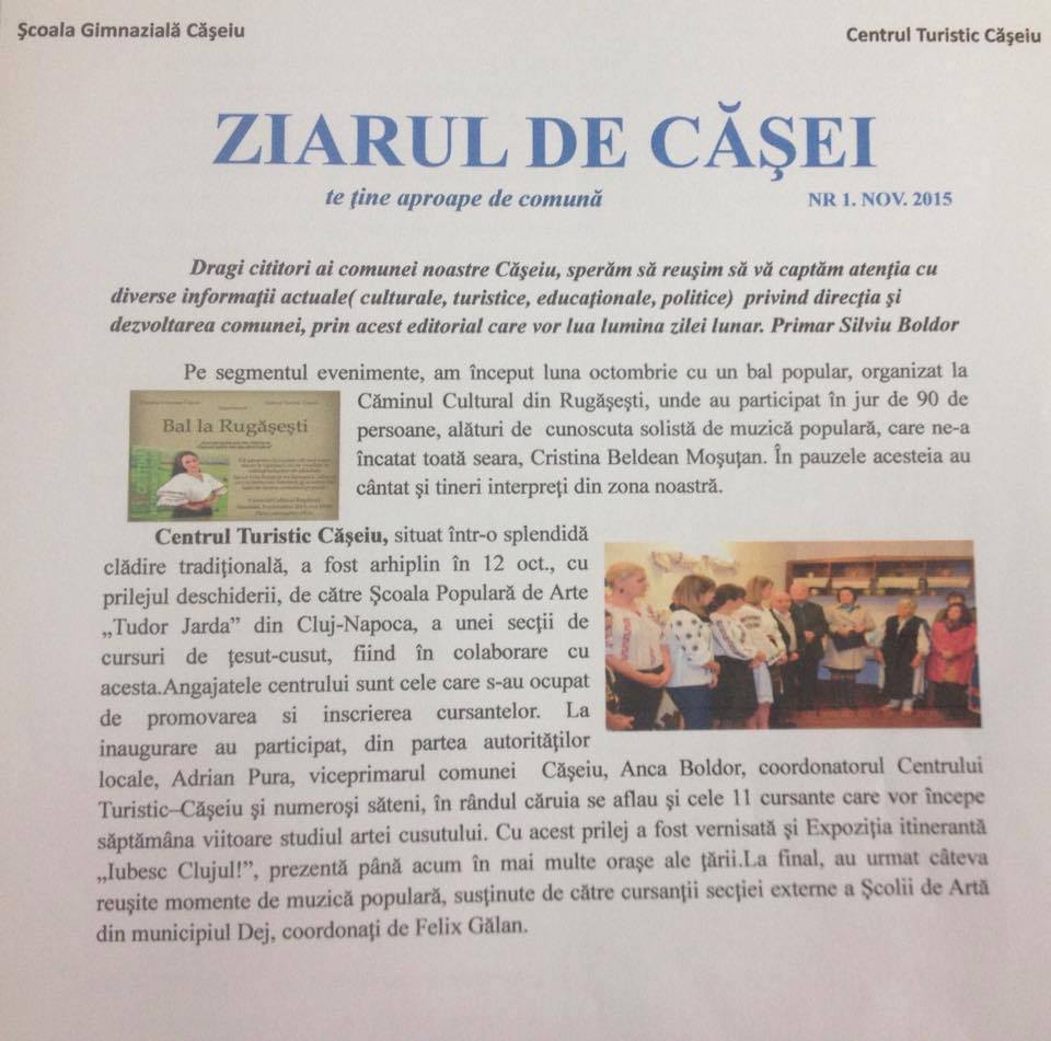 Centrul Turistic Cășeiu va avea propriul ziar - Dej24.ro