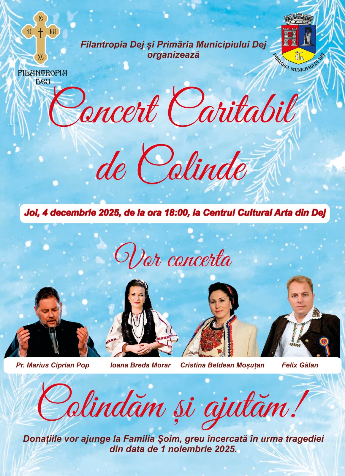 Concert caritabil de colinde la Dej. Banii strânși ajung la familia ...